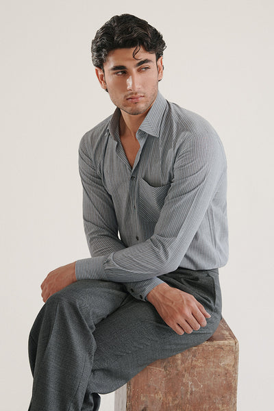 Striped Grey Shirt – Republic by Omar Farooq