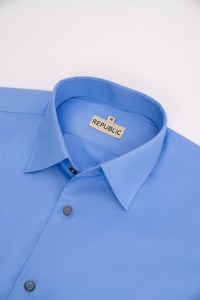 TAILORED FIT BLUE FORMAL SHIRT – Republic by Omar Farooq